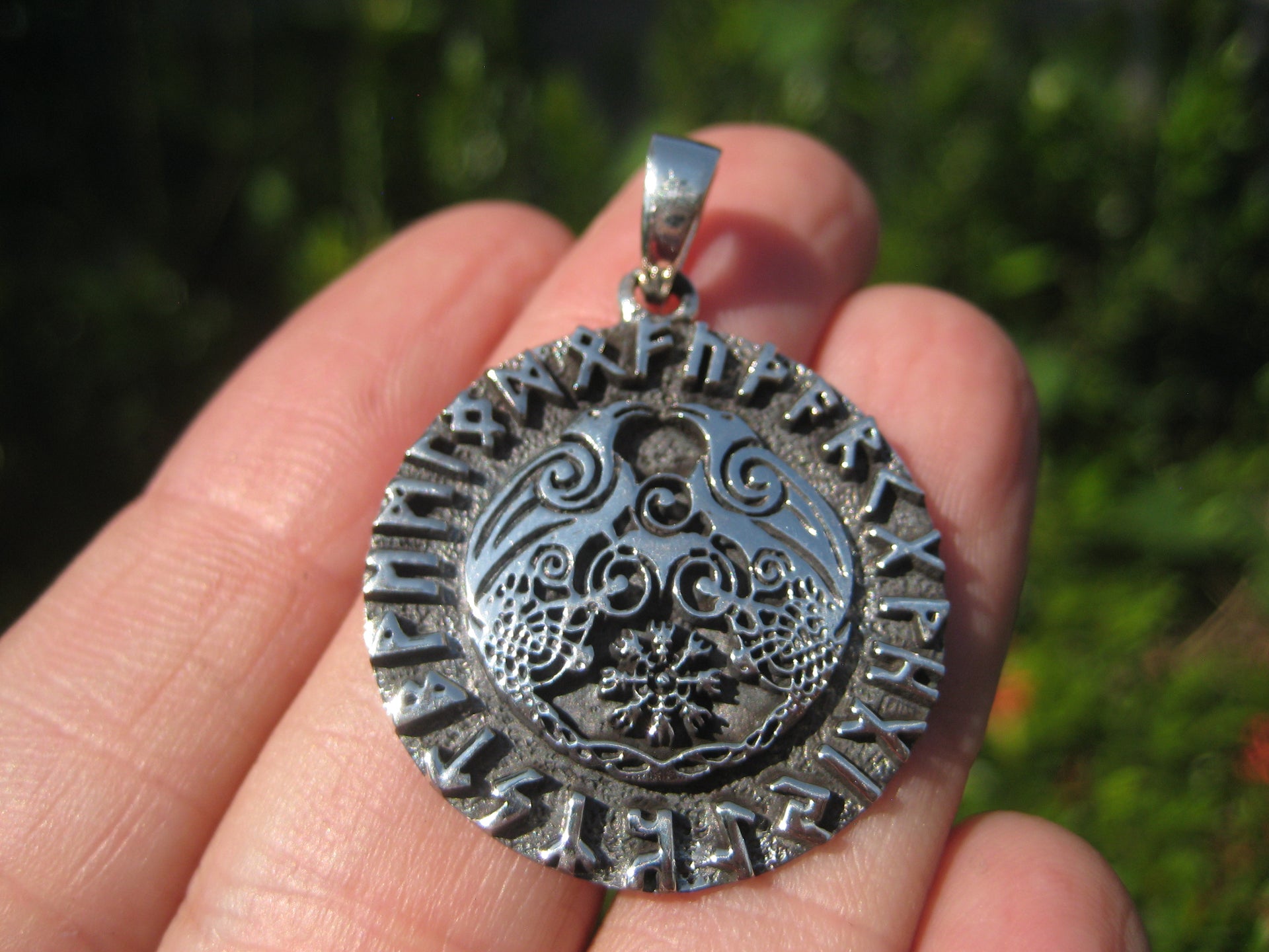 925 Silver Viking Runes Raven Huginn Muninn scouts for Oden A12 – JK Silver