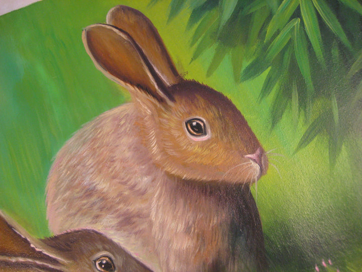 Hand Made Rabbit Hare Animal Oil Painting Cambodia Cambodian Art A22 ...
