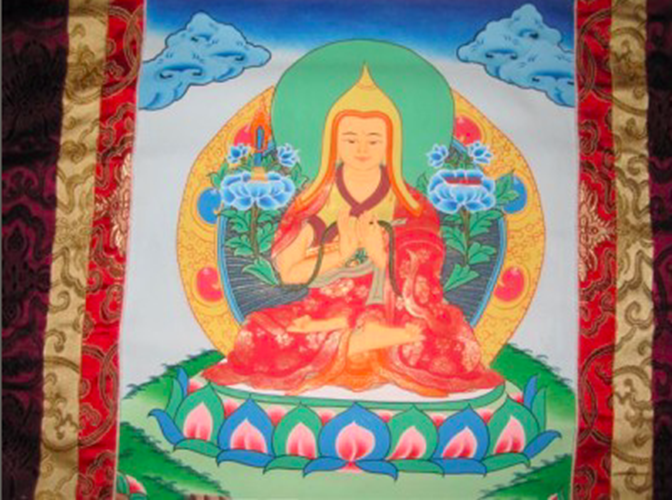 Lg Tsonghapa Thangka Thanka Painting w/ Brocade Nepal Art AN277 – JK Silver