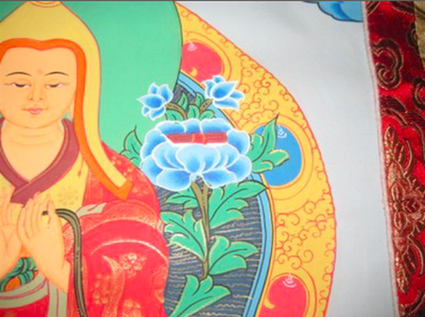 Lg Tsonghapa Thangka Thanka Painting w/ Brocade Nepal Art AN277 – JK Silver