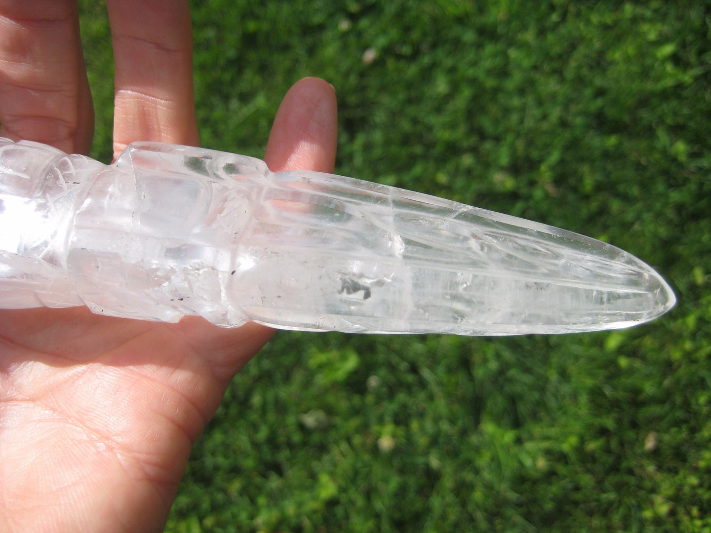 Large Natural Rainbow Quartz Crystal dagger Phurba Phurpa Carving Nepa ...