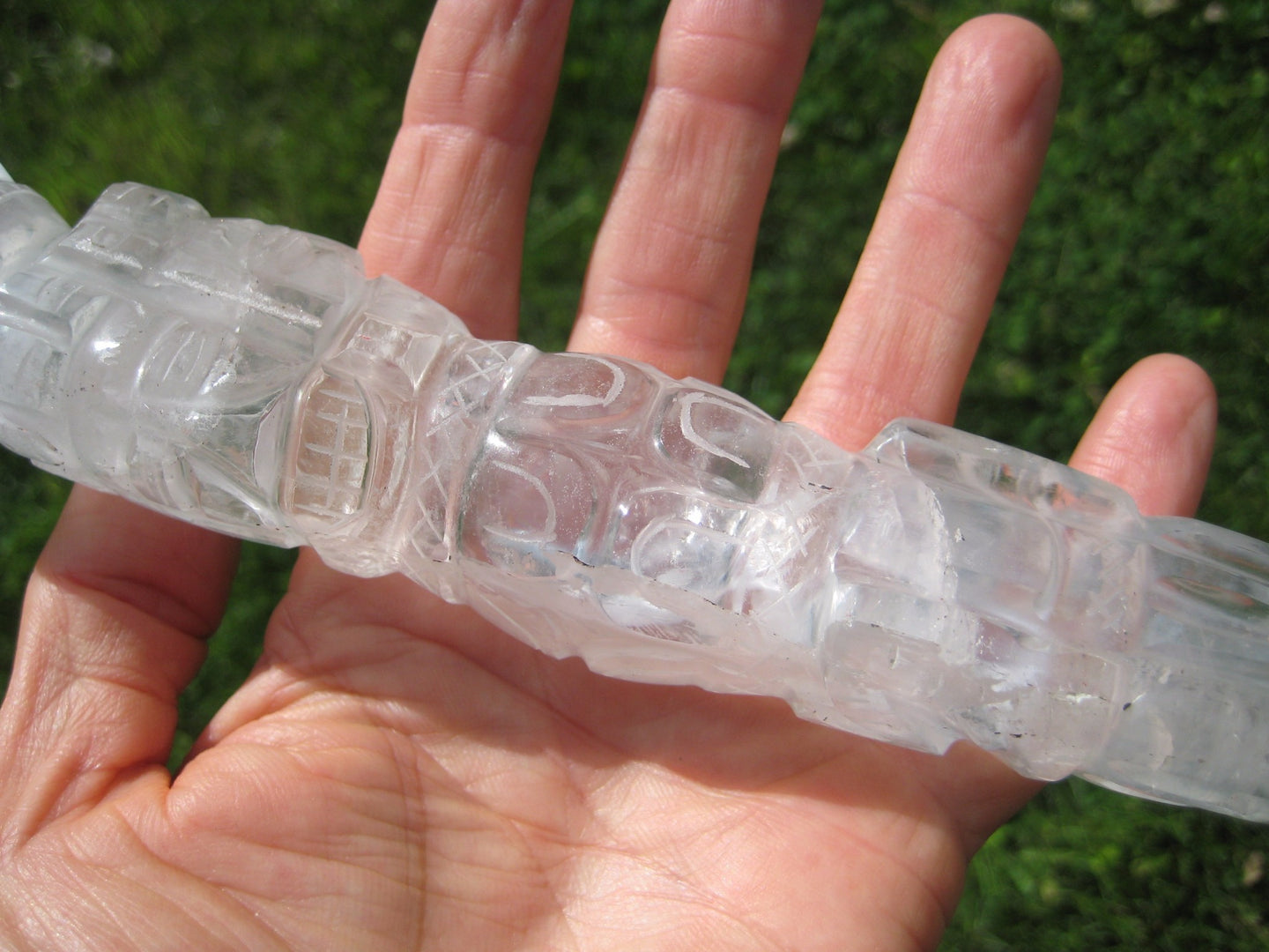 Large Natural Rainbow Quartz Crystal dagger Phurba Phurpa Carving Nepa ...