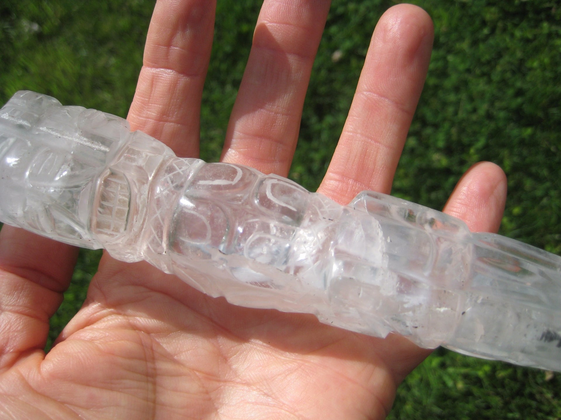 Large Natural Rainbow Quartz Crystal dagger Phurba Phurpa Carving Nepa ...