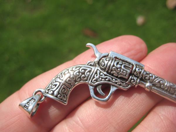 925 Silver Gun Revolver Pendant Necklace – JK Silver