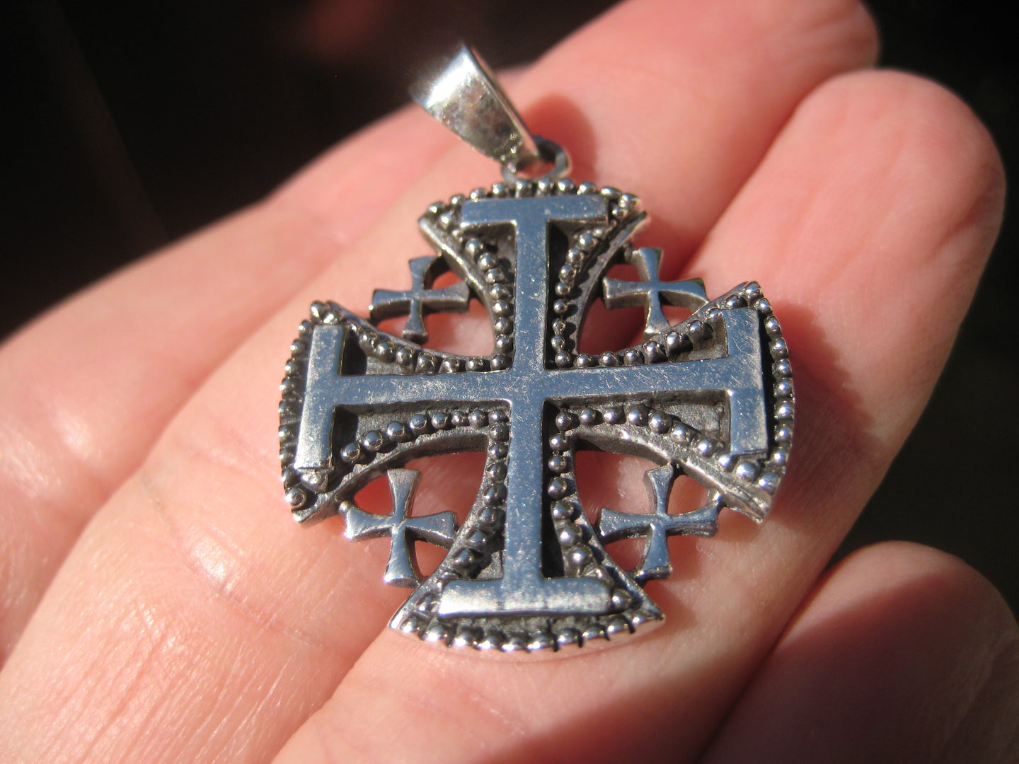 925 Sterling Silver Jerusalem Cross Fivefold Cross Crusaders Cross Med ...