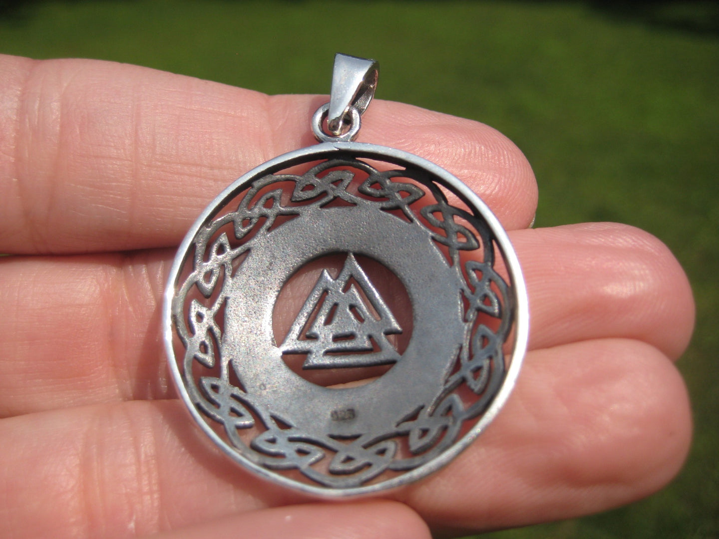 925 Silver Valknut Triquetra Triangle Norse Viking Germanic Runes Pend ...