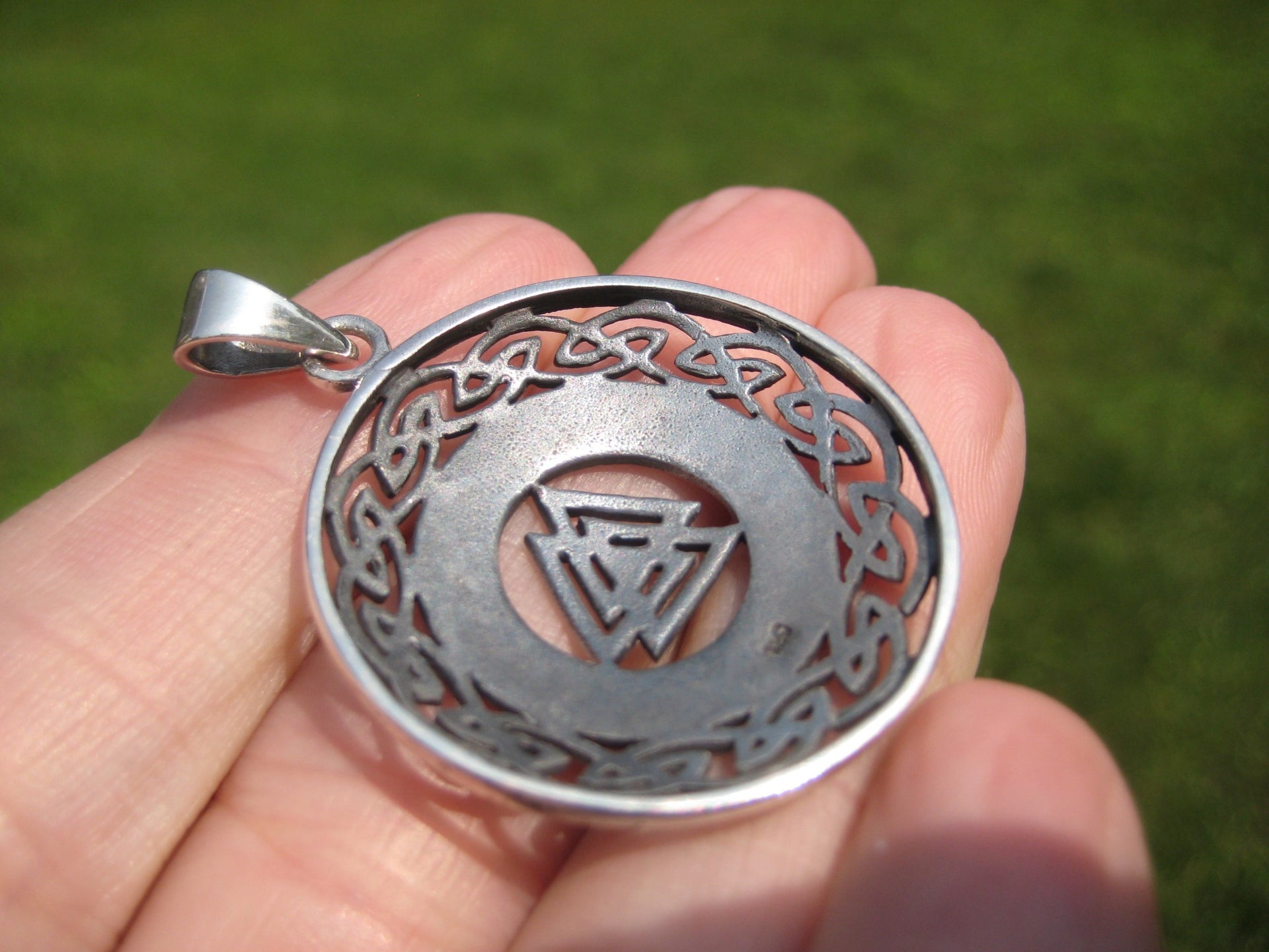925 Silver Valknut Triquetra Triangle Norse Viking Germanic Runes Pend ...