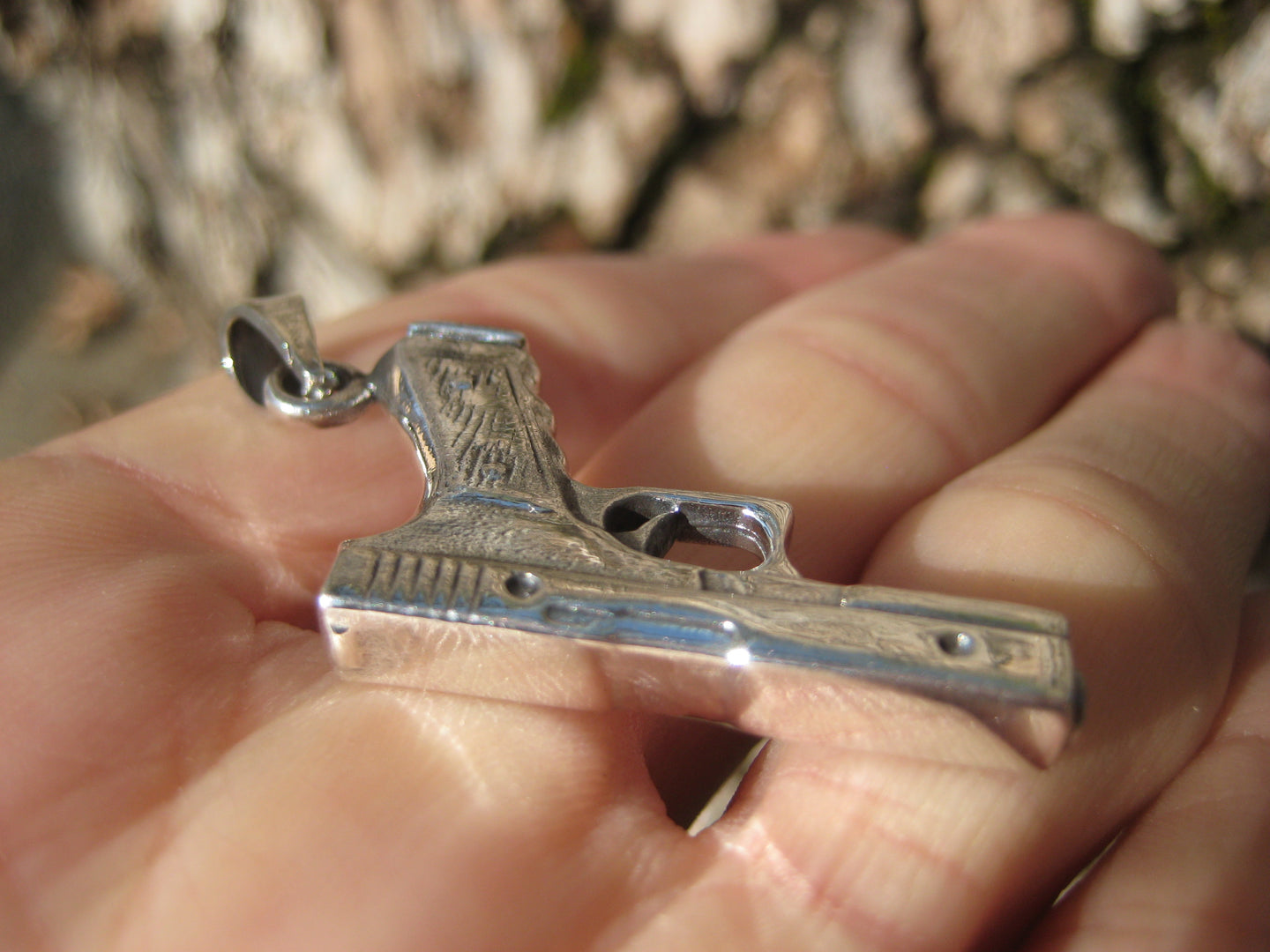 925 Silver Gun Revolver 45 Pistol Pendant Necklace A2302 – JK Silver