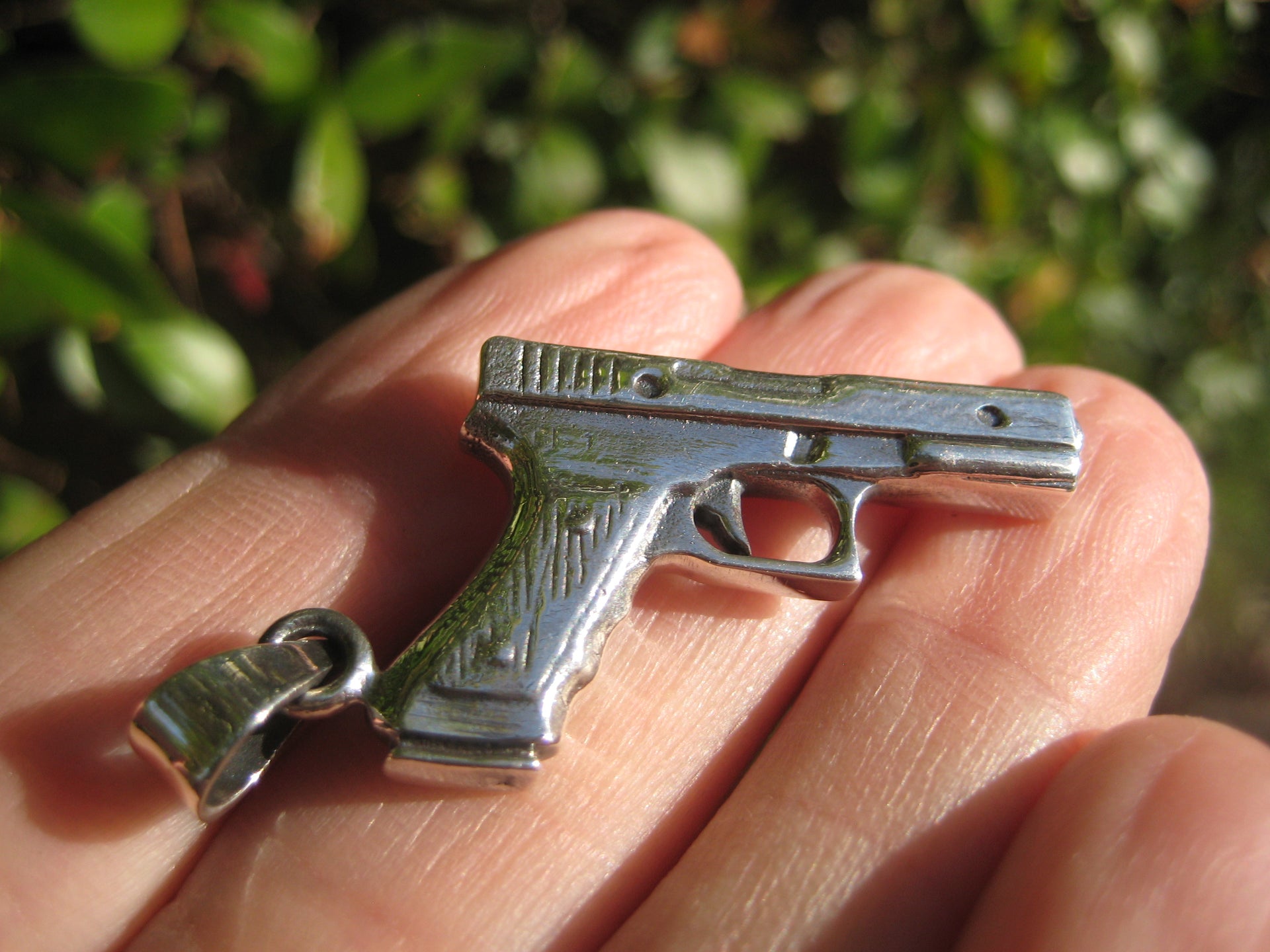 925 Silver Gun Revolver 45 Pistol Pendant Necklace A2302 – JK Silver