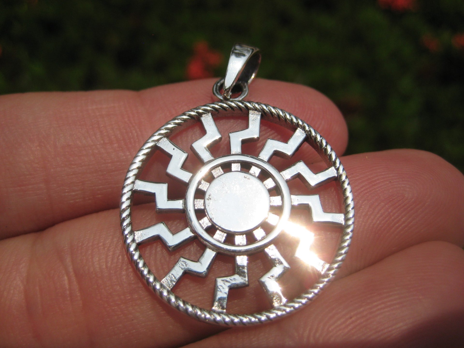 925 Sterling Silver Black Sun Wheel Viking Norse Sonnenrad Germanic pe ...