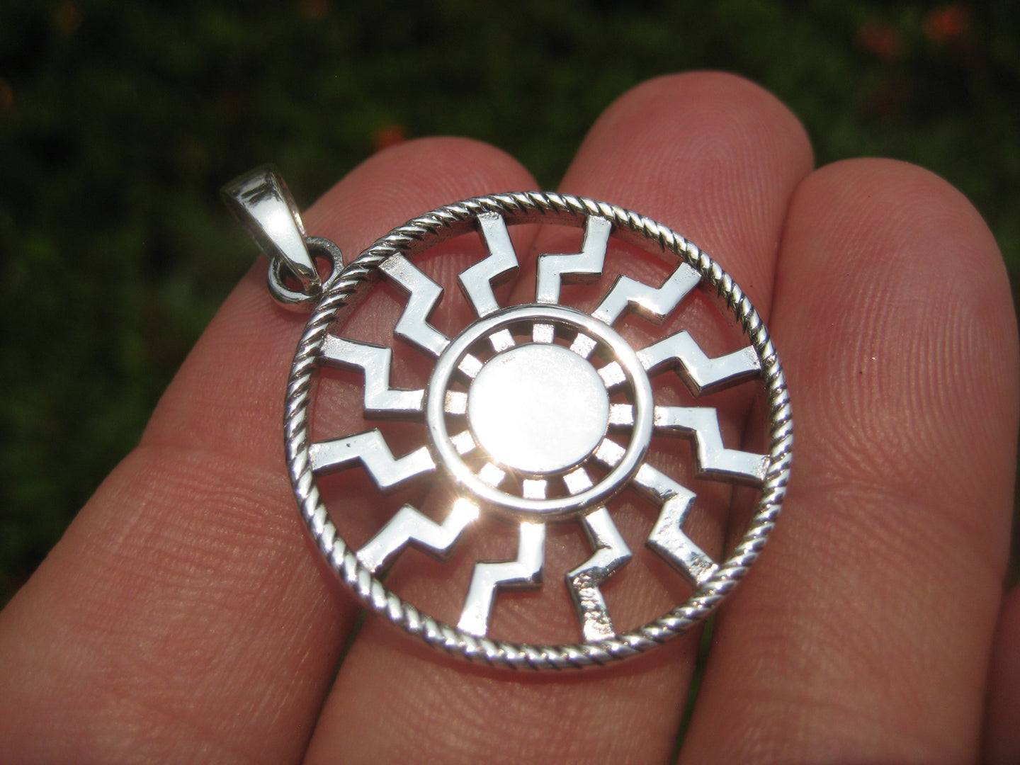 925 Sterling Silver Black Sun Wheel Viking Norse Sonnenrad Germanic pe ...