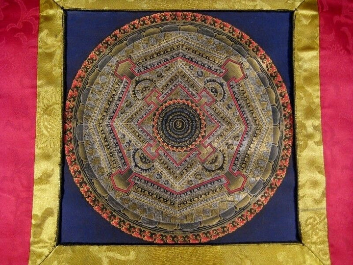 24 K Gold Ohm Mandala Thangka Thanka Painting w/ Brocade Nepal art – JK ...