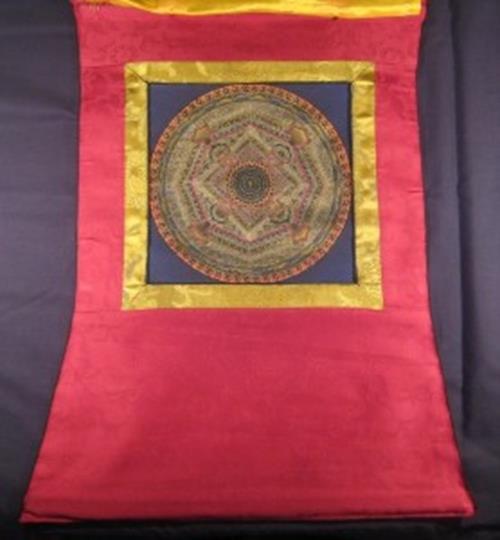 24 K Gold Ohm Mandala Thangka Thanka Painting w/ Brocade Nepal art – JK ...
