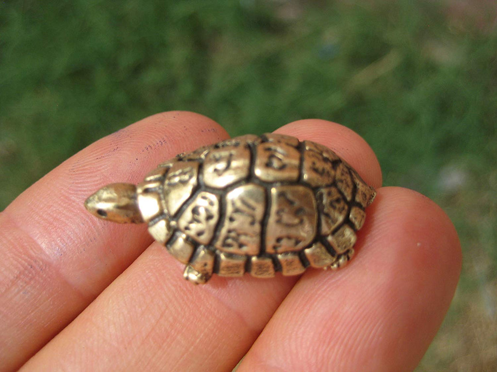 Set 3 Brass Turtle Amulet Statue Good Luck Charm Thailand Buddhist Ble ...